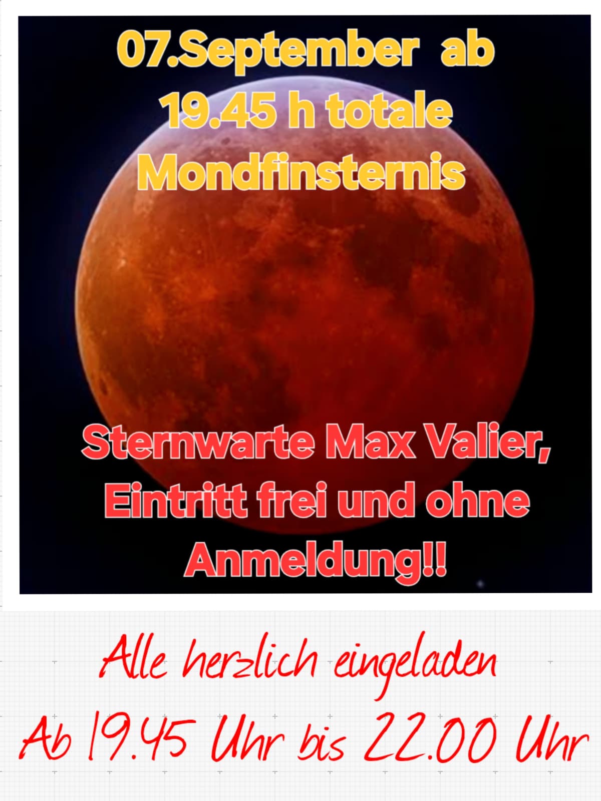 Mondfinsternis 2025 - Sternwarte